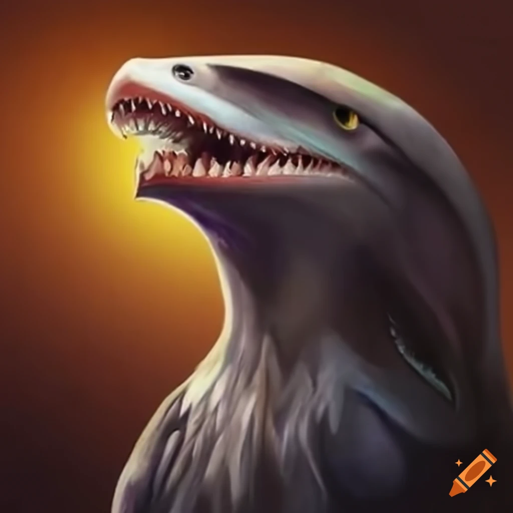 Image of a mythical creature with shark body and eagle features