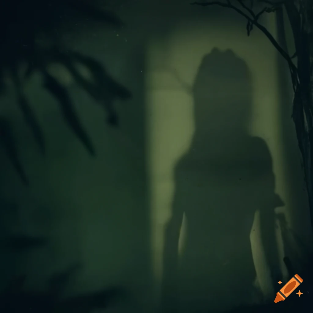 Creepy shadow figure in front of an old plantation house on Craiyon
