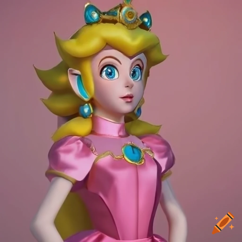 Headshot of Link in Princess Peach's ballgown on Craiyon
