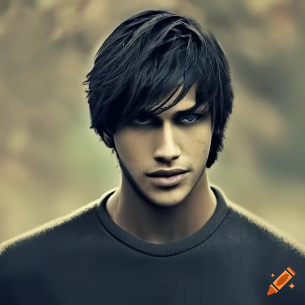 Portrait of a handsome biracial man with blue eyes on Craiyon