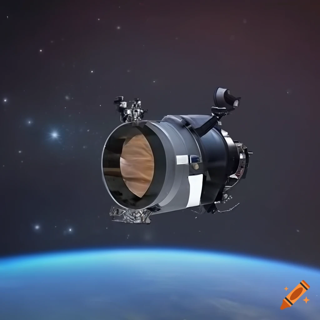Photo of a space telescope with solar panels in orbit