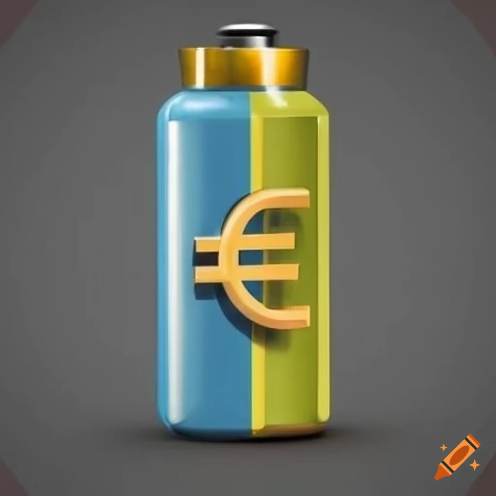 Yellow euro sign on a battery