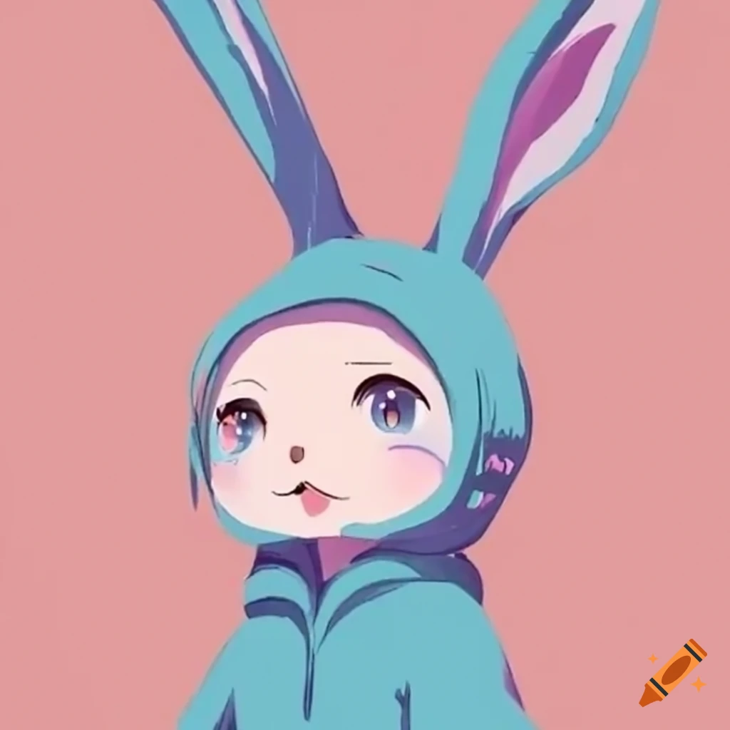 Anime rabbit in pastel colors on Craiyon