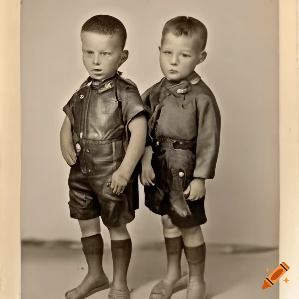 Photo of three boys in german leather uniforms on Craiyon