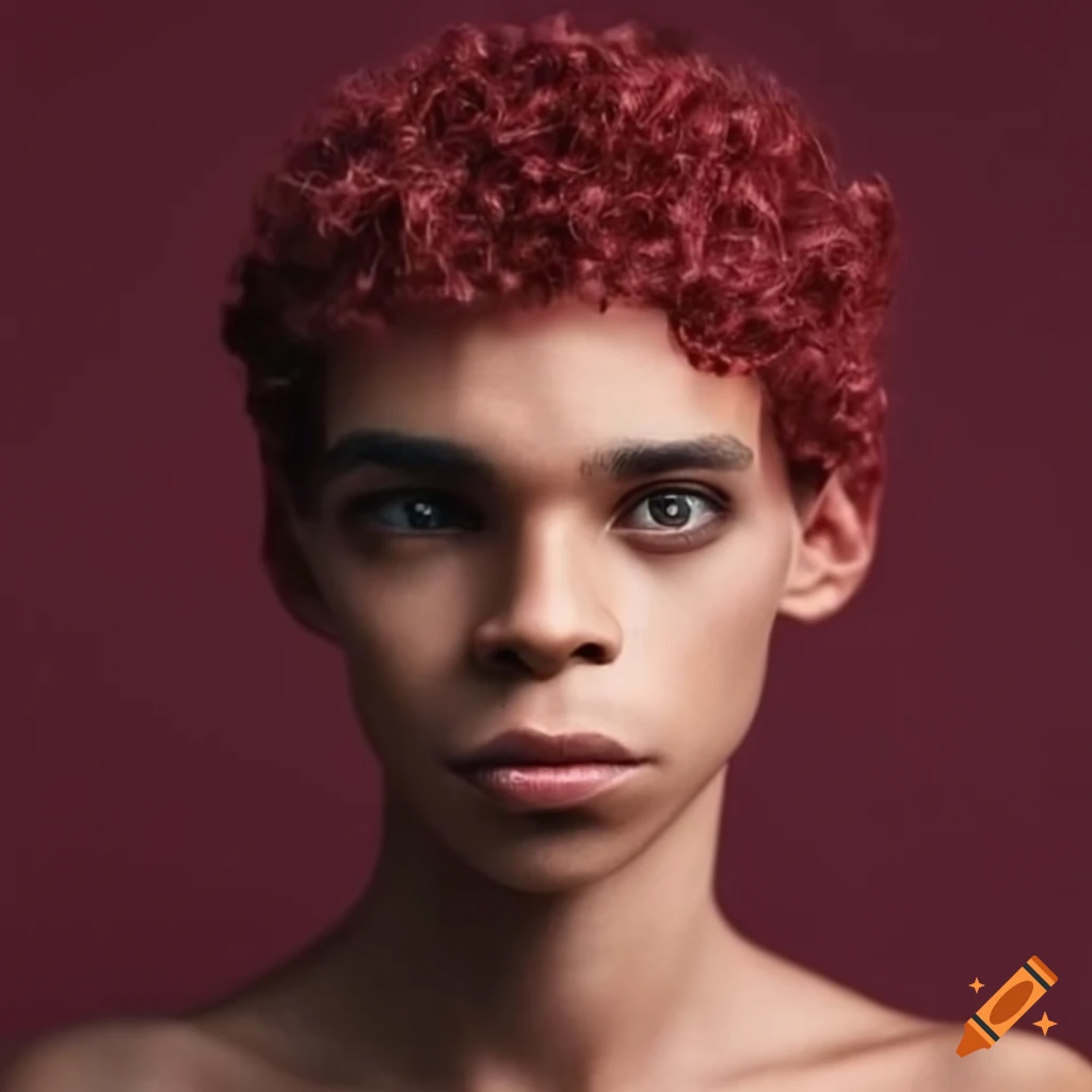 Portrait of a maroon-haired humanoid alien man on Craiyon