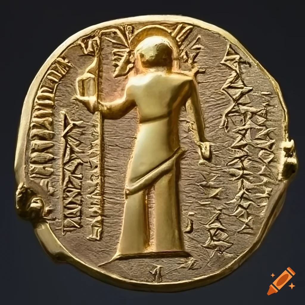 Ancient holy card with golden cascade of coins on Craiyon