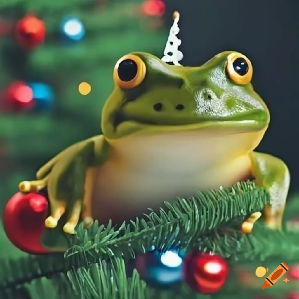 Frog on a christmas wreath on Craiyon