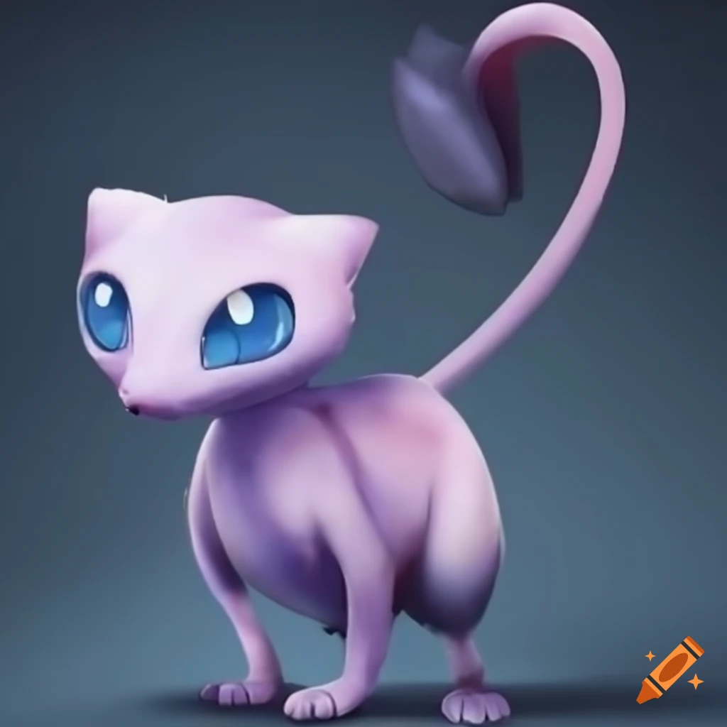 Photorealistic mew with intricate details