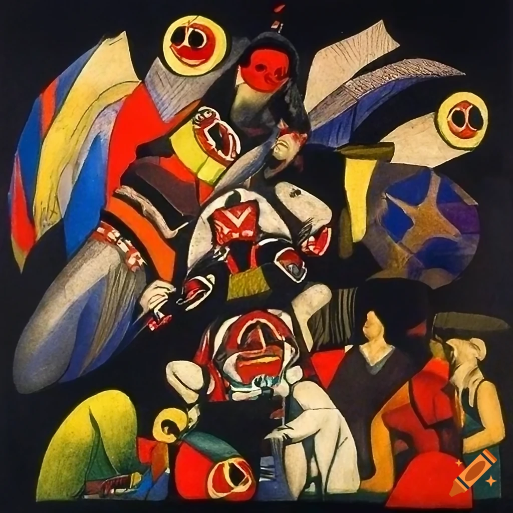 Color lithograph of Native Salish designs on Craiyon