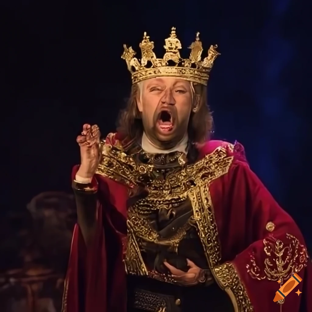 Image of a king singing passionately