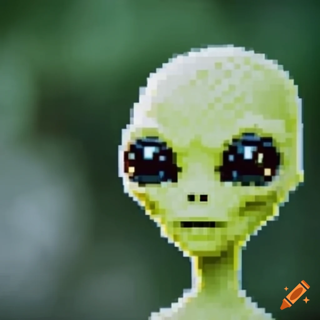 Cute pixel art of a smiling alien
