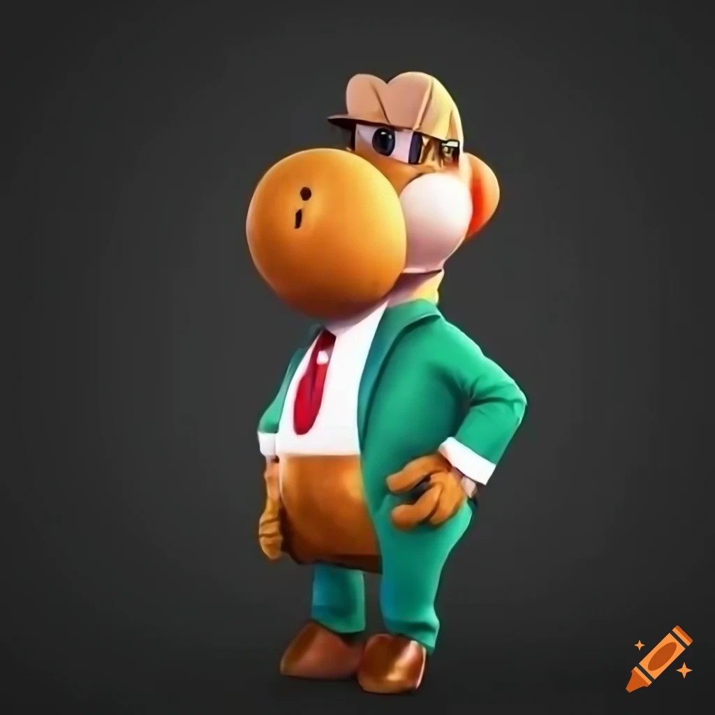 Yoshi dressed in a cool suit and wearing shades