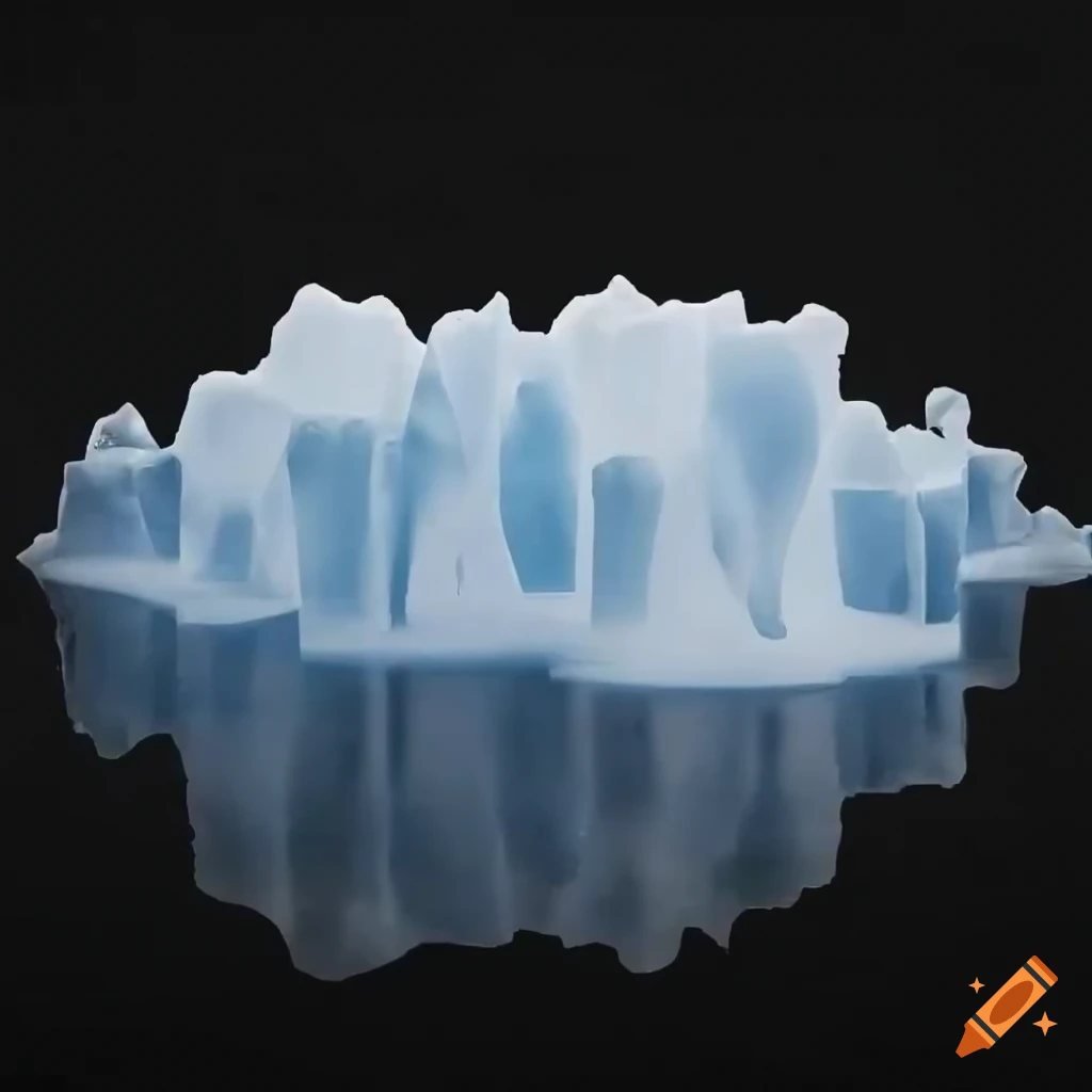Artwork of melting ice columns in a black background