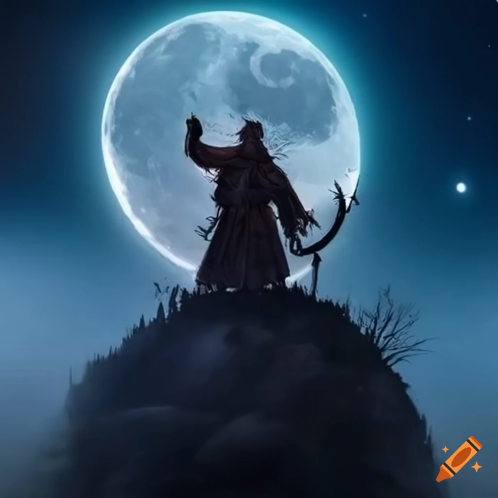 Viking warrior under a red moon on Craiyon