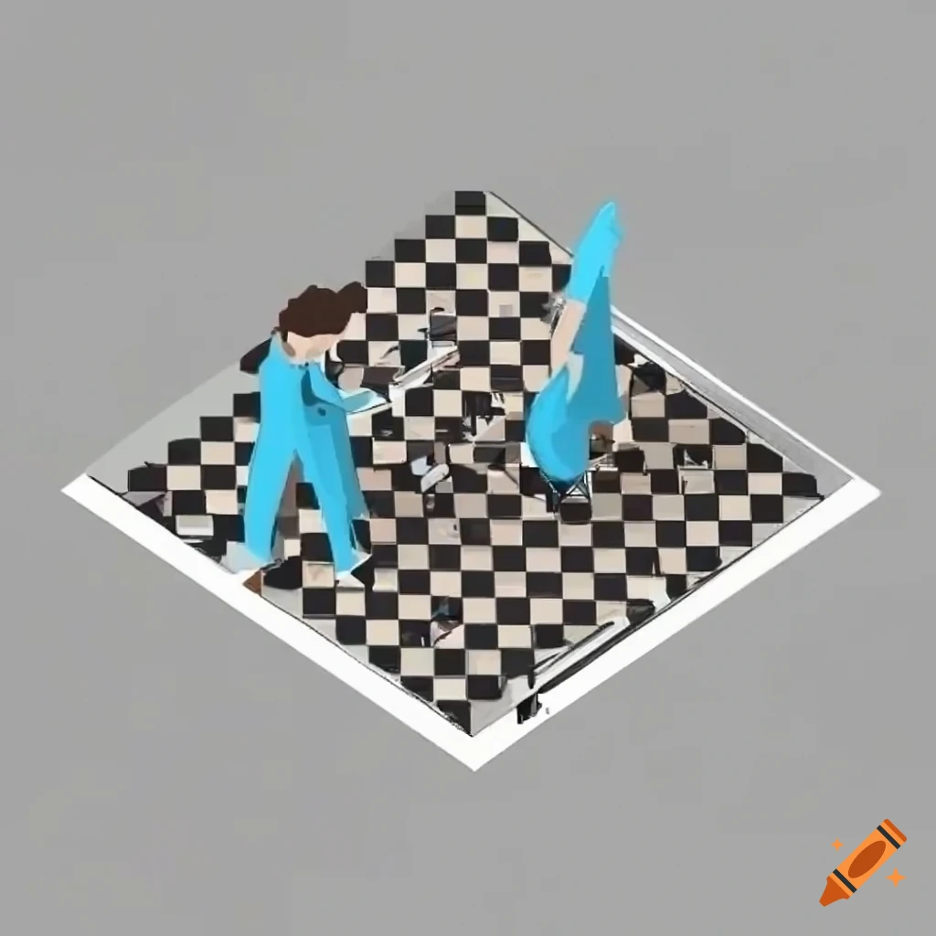 Dark class isometric design on a checkerboard on Craiyon