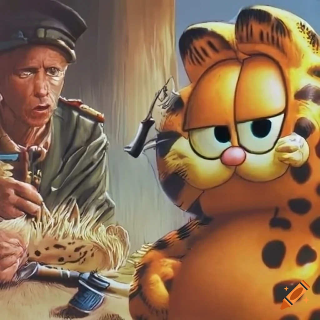 Graphic novel cover featuring Garfield and Chester-cheetah on Craiyon