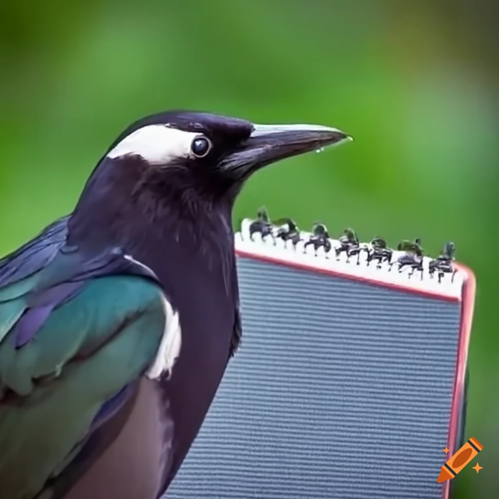 Satirical image of a magpie journalist on a notepad on Craiyon