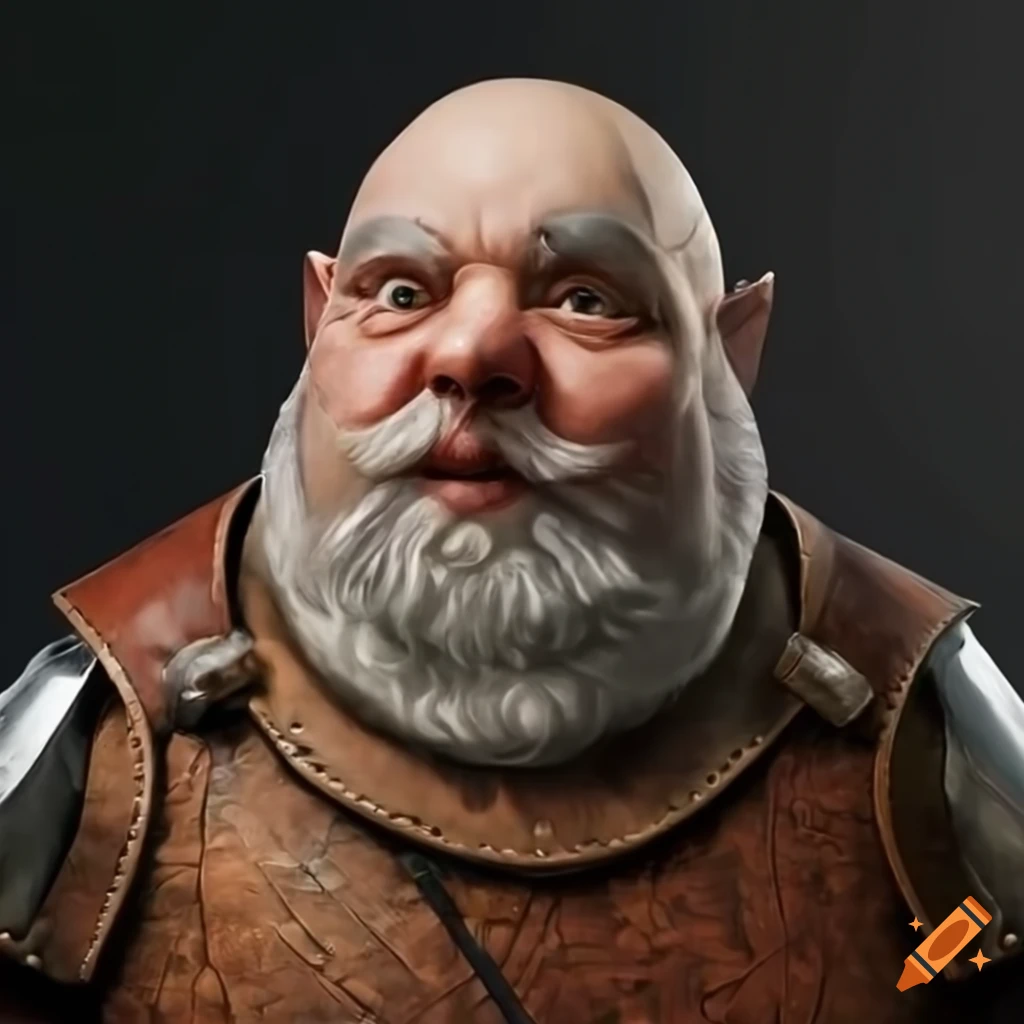 Hyperrealistic painting of a medieval gnome in armor