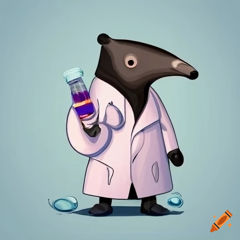 Humorous image of an anteater scientist on Craiyon