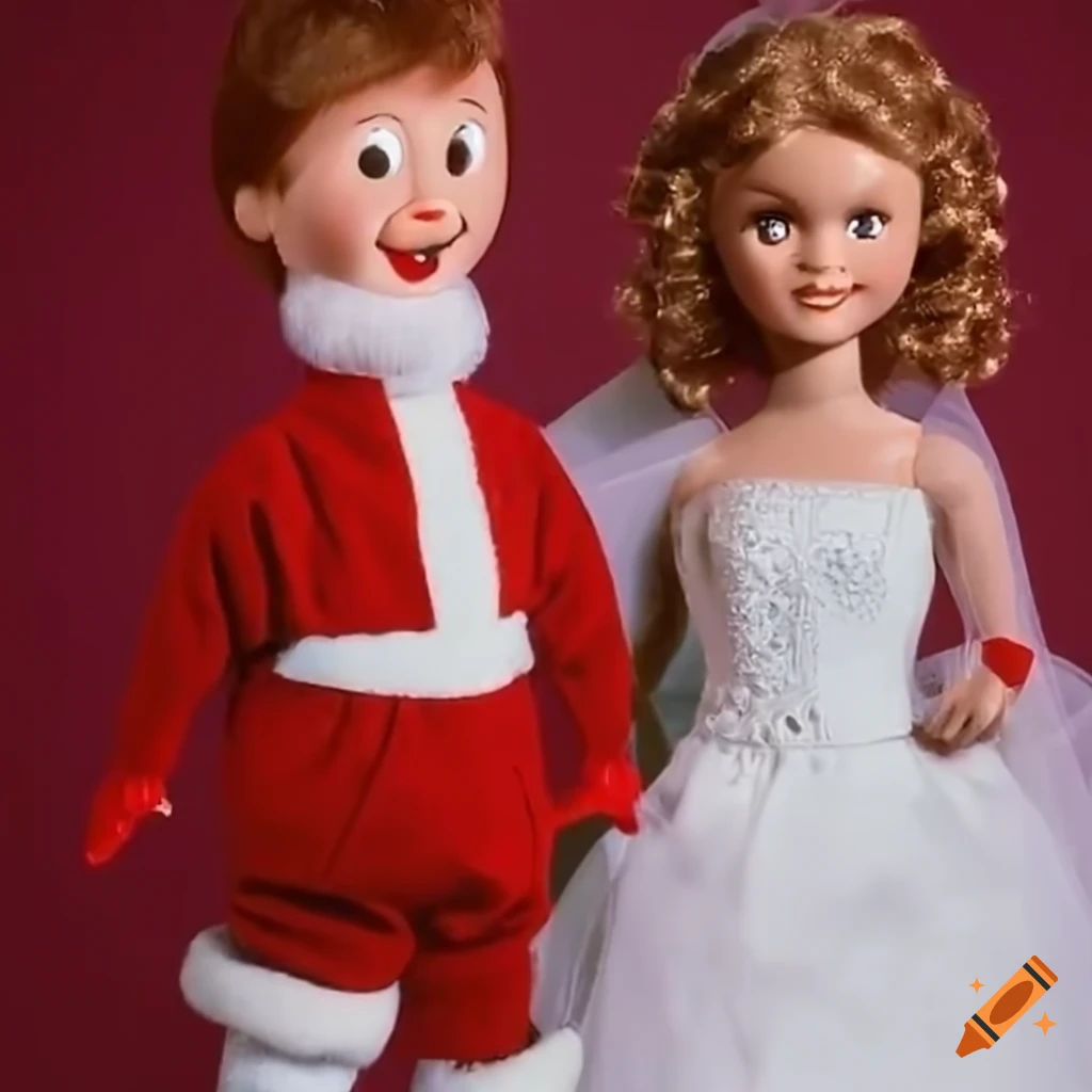 Vintage Rankin Bass style film still with animated dolls on Craiyon