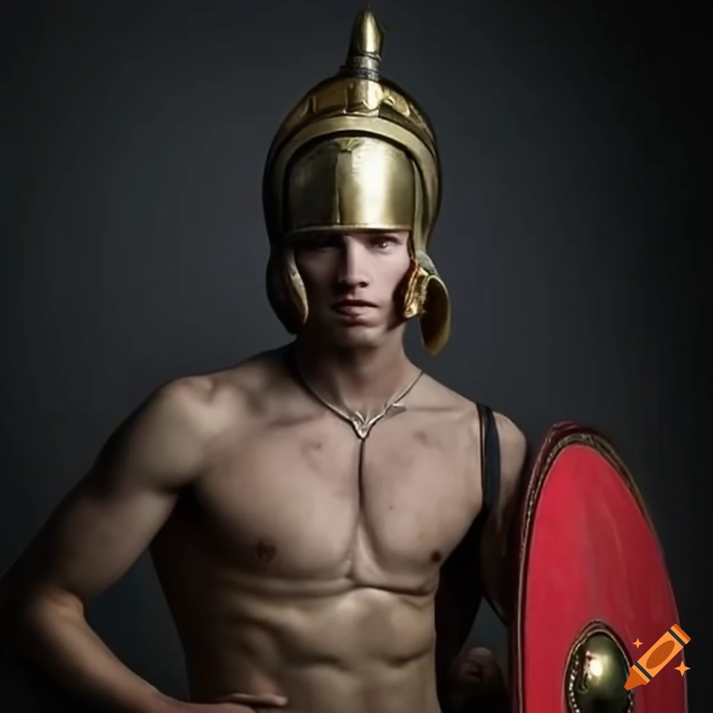 Portrait of a young roman guard on Craiyon