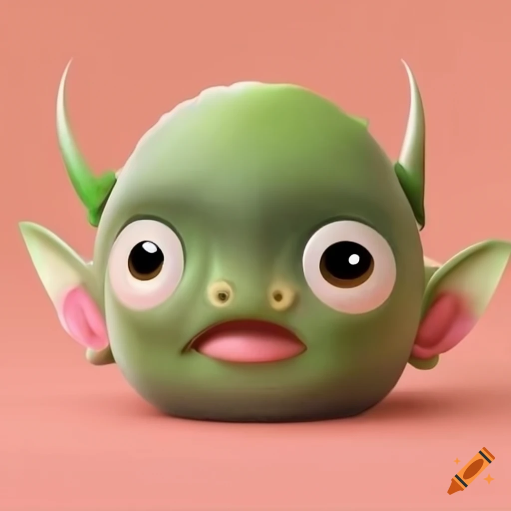 Digital art of a cute blob goblin baby with fairy wings on Craiyon