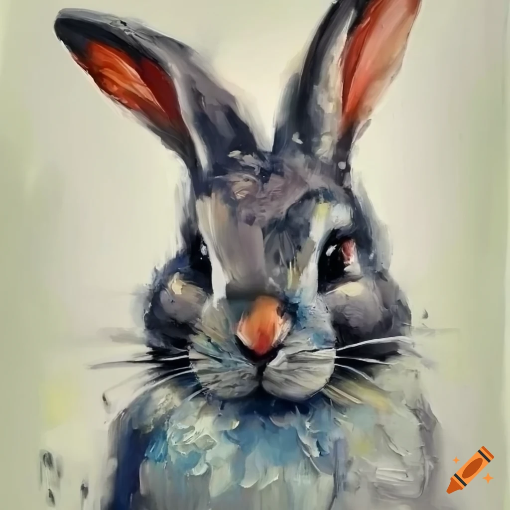 Palette knife painting of a realistic bunny on Craiyon