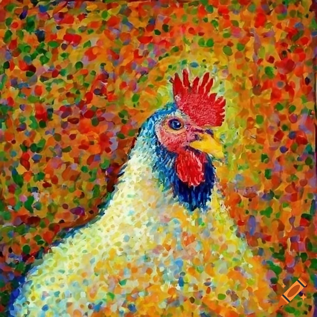 Chicken in the style of van gogh's self-portrait with bandaged ear on ...