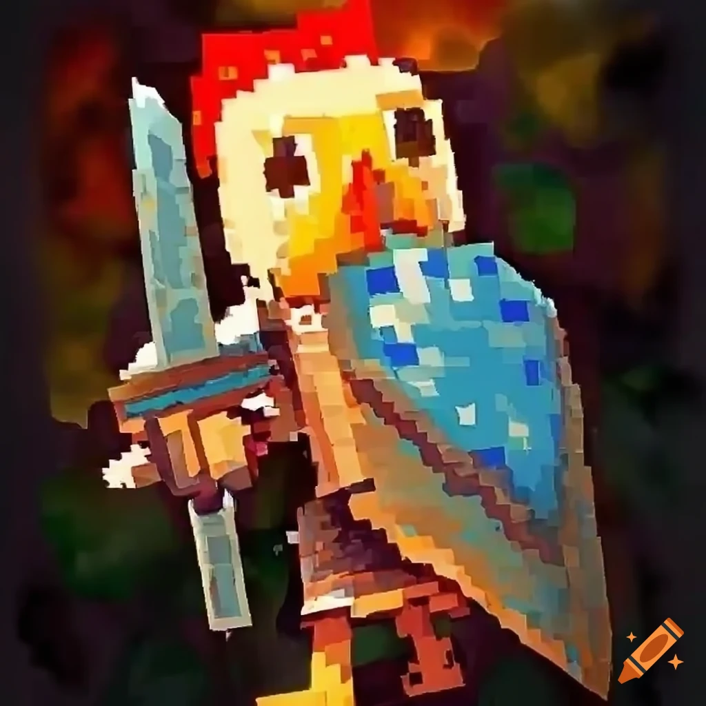 3d pixel art of a chicken knight flying with magic on Craiyon
