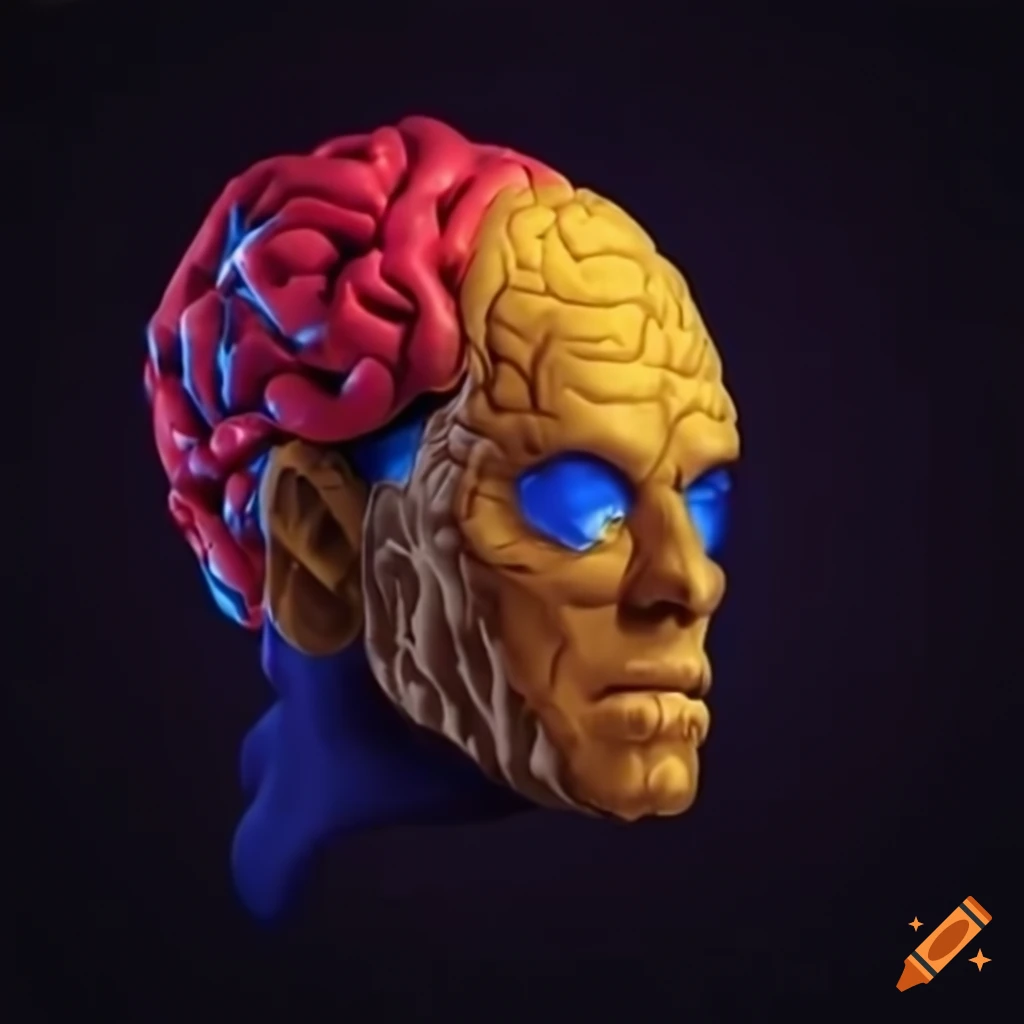 Image of a superhero with brain-themed costume on Craiyon