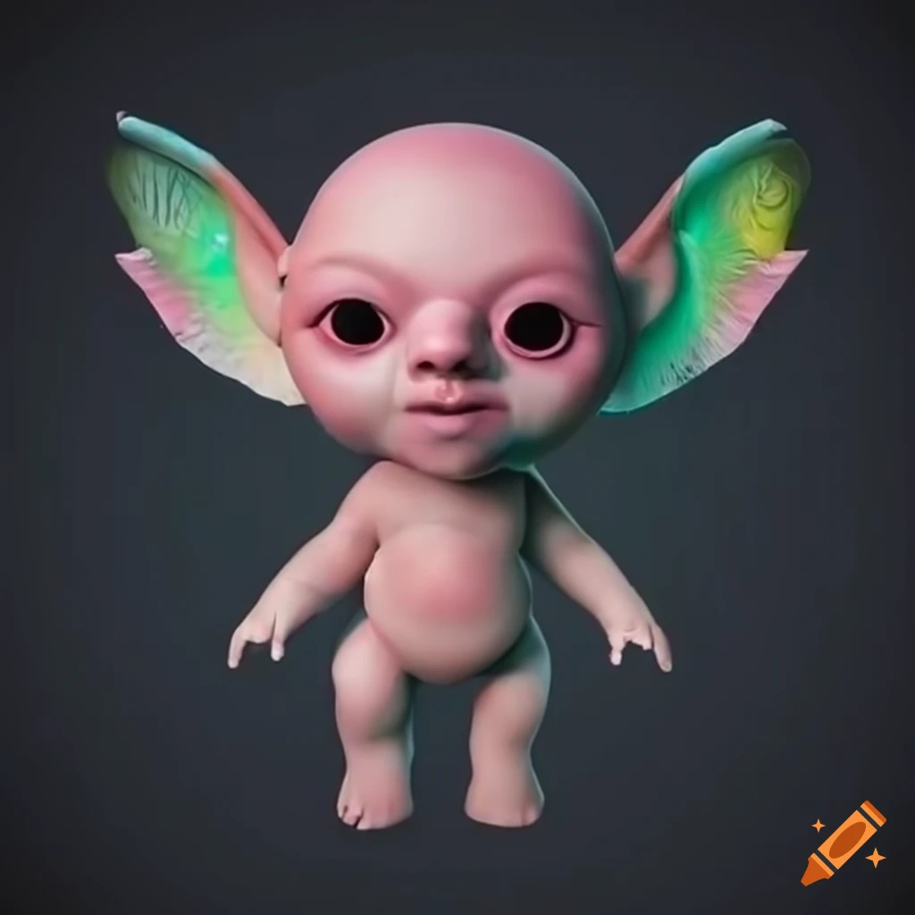 Adorable 3d goblin baby with cow pattern and wings on Craiyon