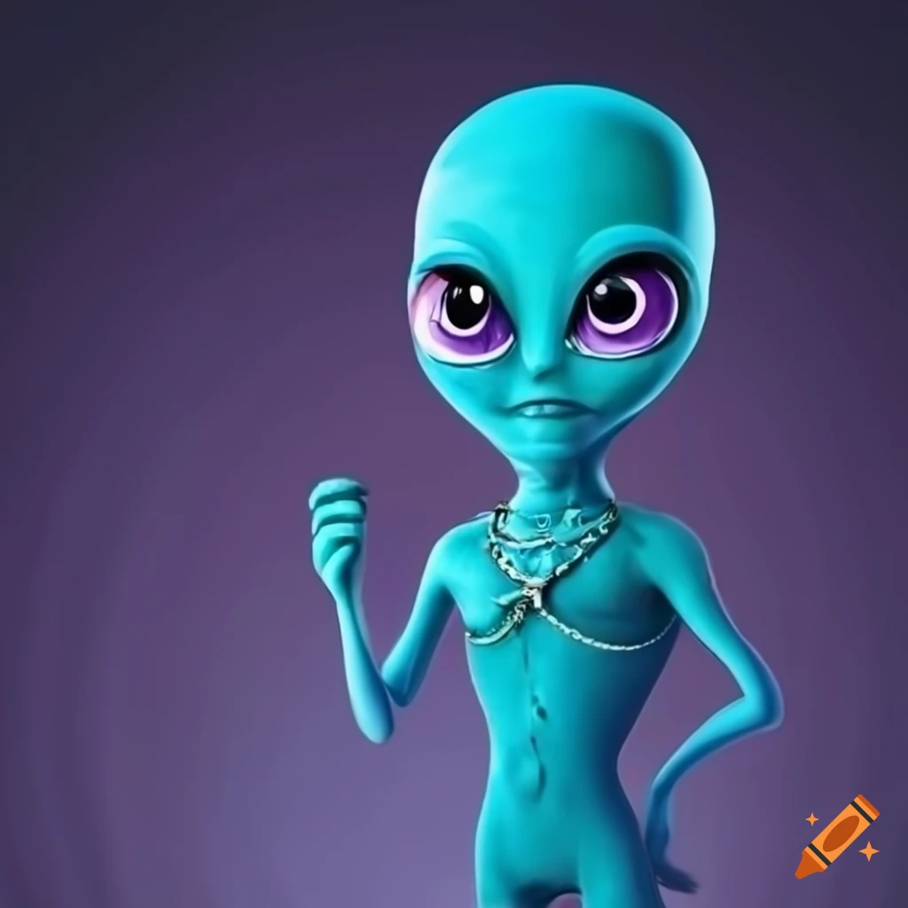 Thin cute alien standing tall with collar on Craiyon