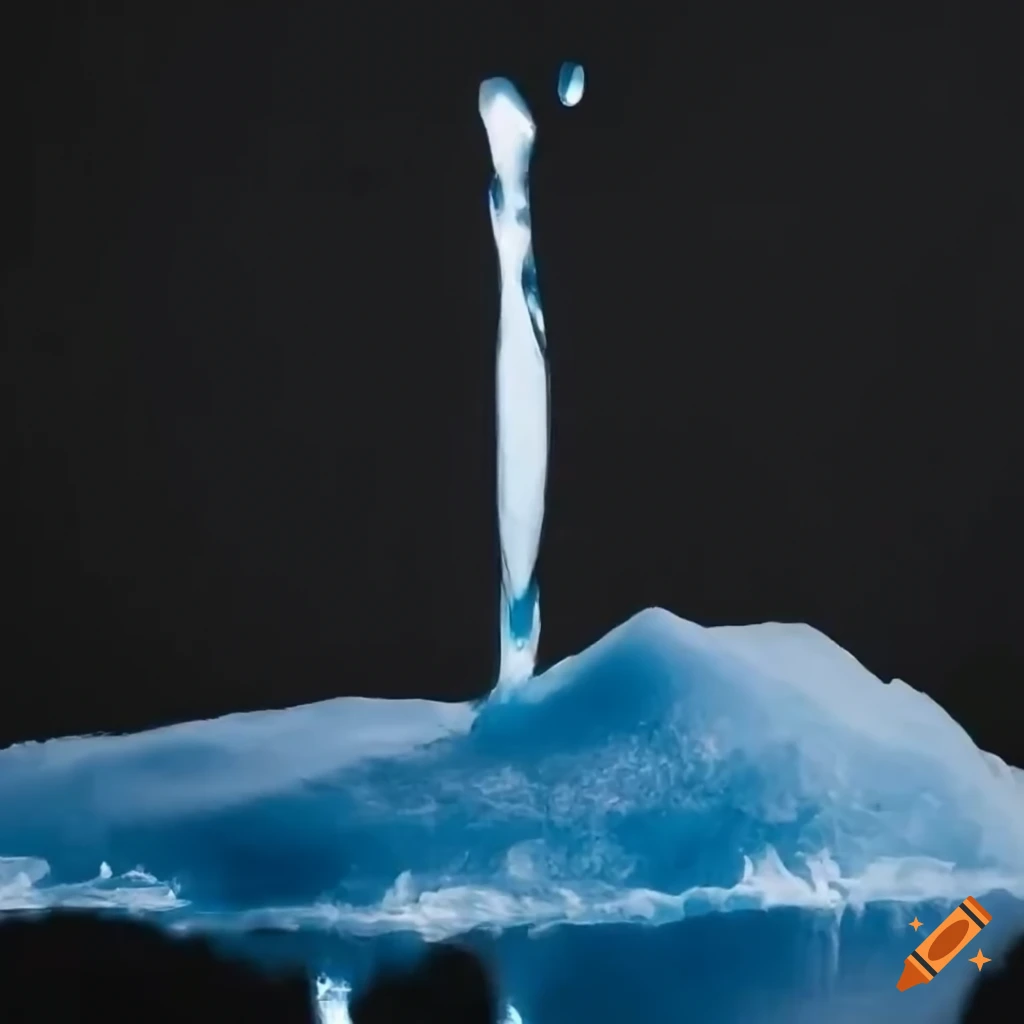 Melting ice column on a black background