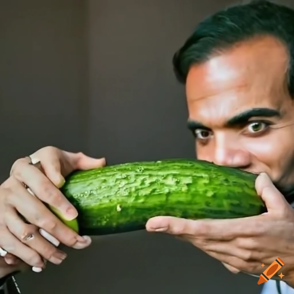 Satirical image of george papadopoulos with a cucumber