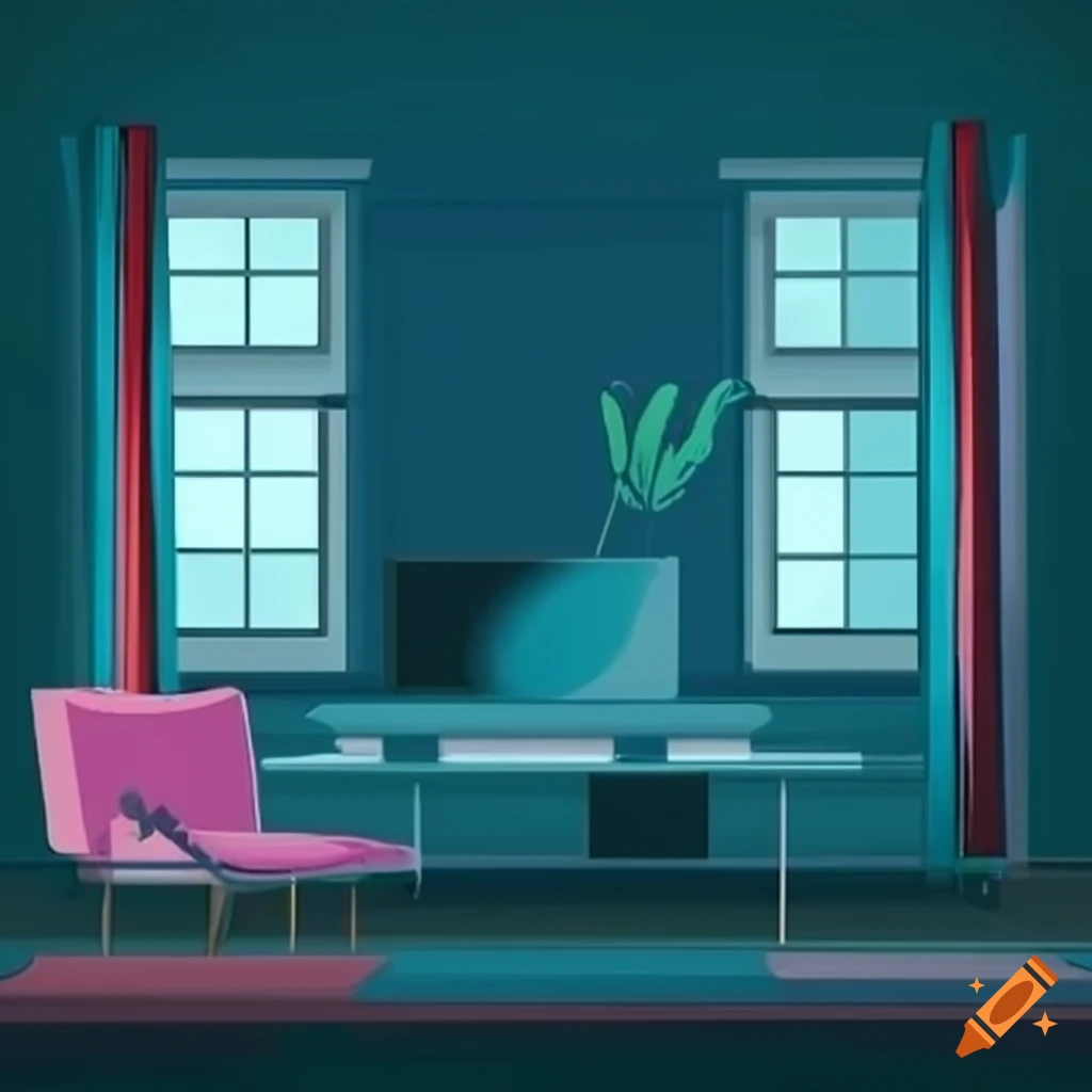 3d room with window and tv