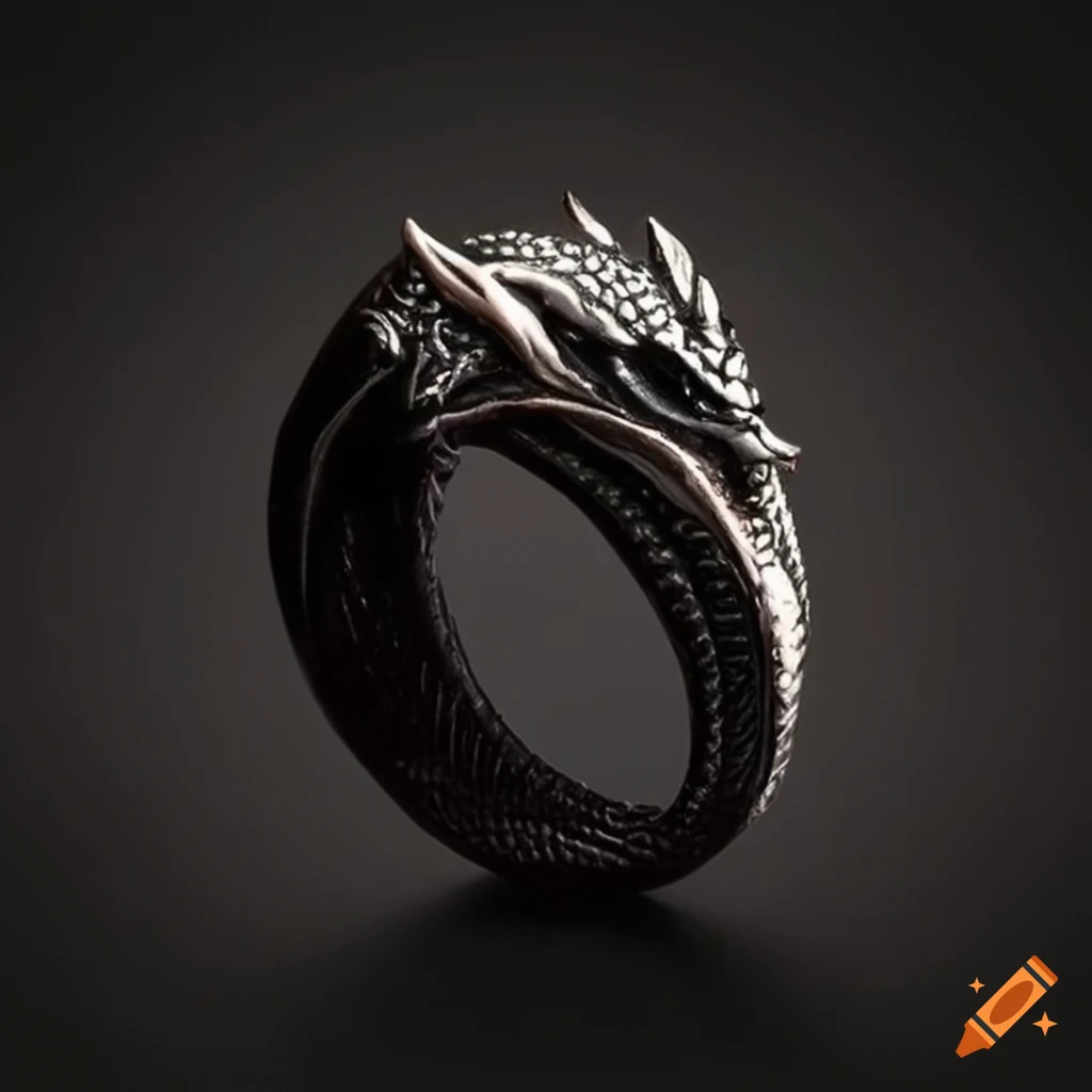 Black dragon detail ring on Craiyon
