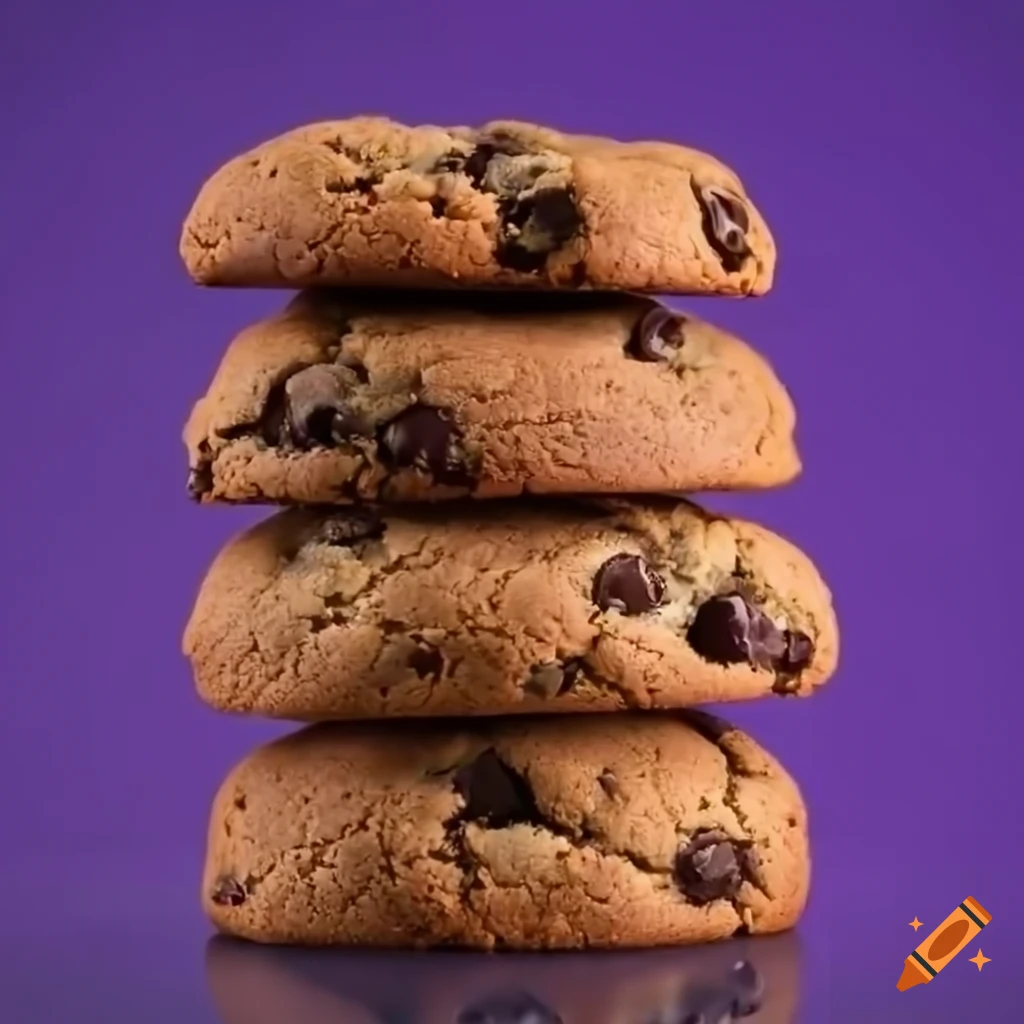 Stack of chocolate chip cookies on white background on Craiyon