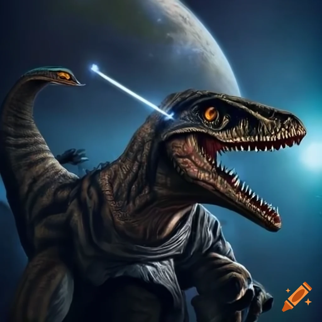 Illustration of a space raptor on Craiyon
