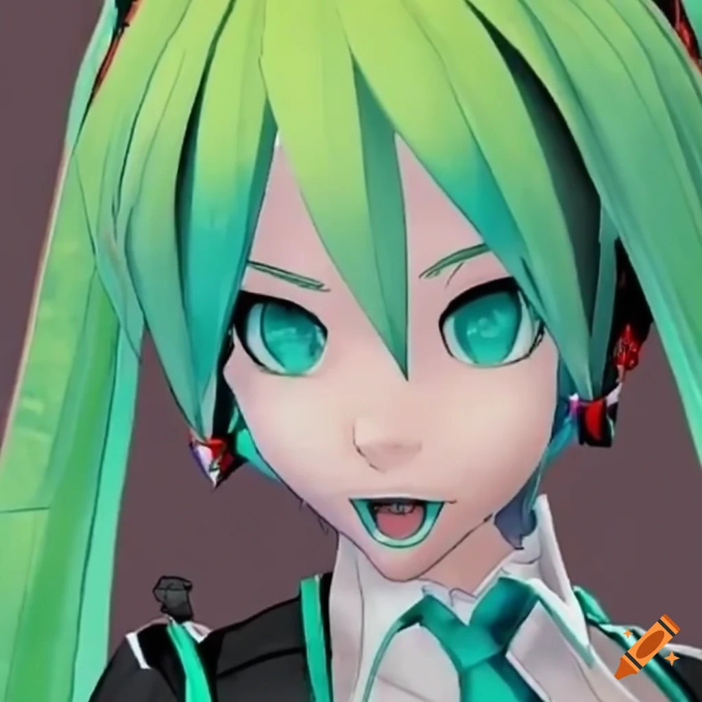 Hatsune Miku in a cool weed-themed outfit on Craiyon