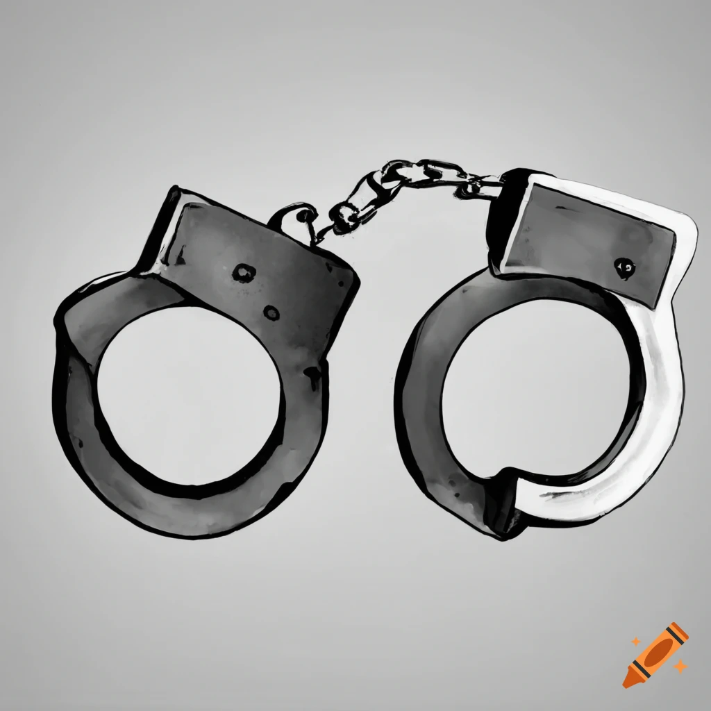 Metallic watercolor handcuffs on plain white background on Craiyon