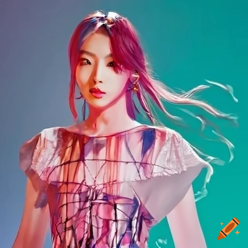 Stained glass dress worn by a j-pop idol on Craiyon