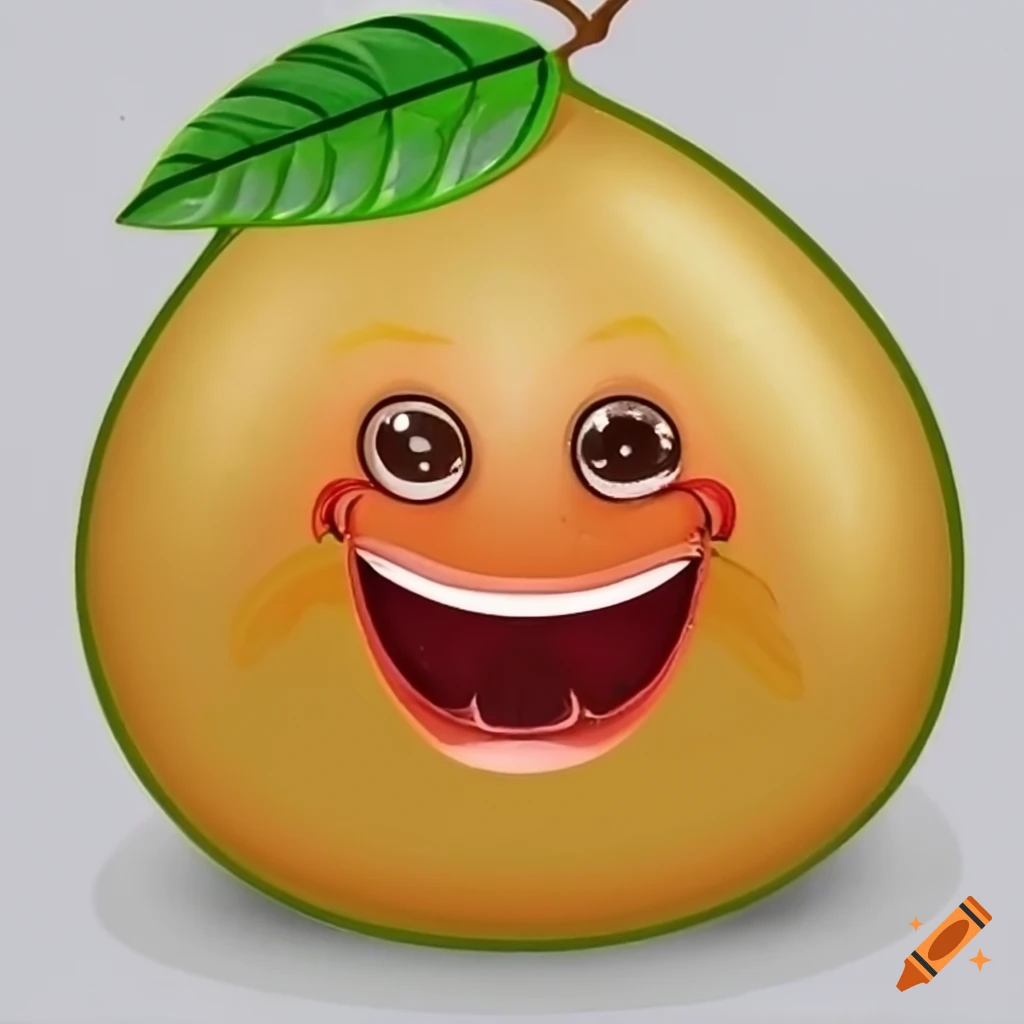 Cartoon character with a mango head and shoes on white background on ...