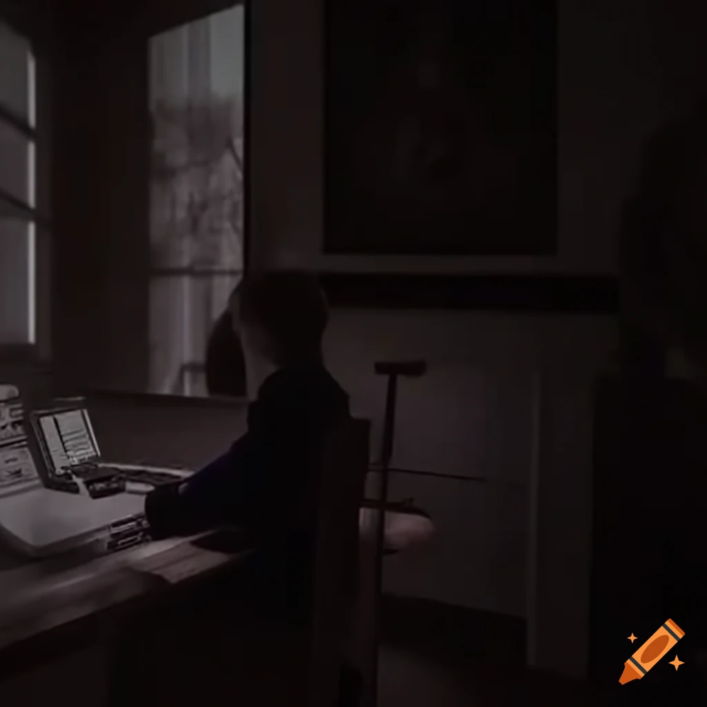 Artistic depiction of a computer with cryptic messages on the screen on ...