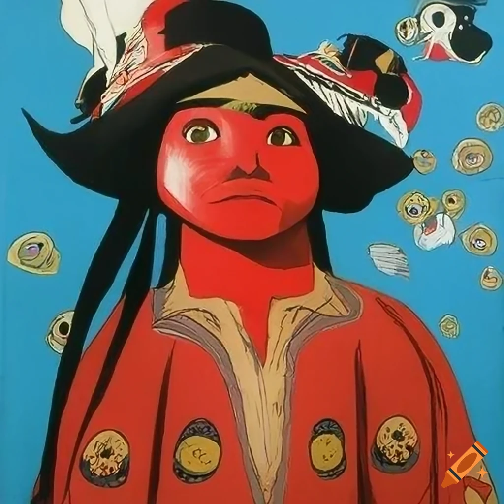 Color lithograph inspired by Native Salish designs on Craiyon