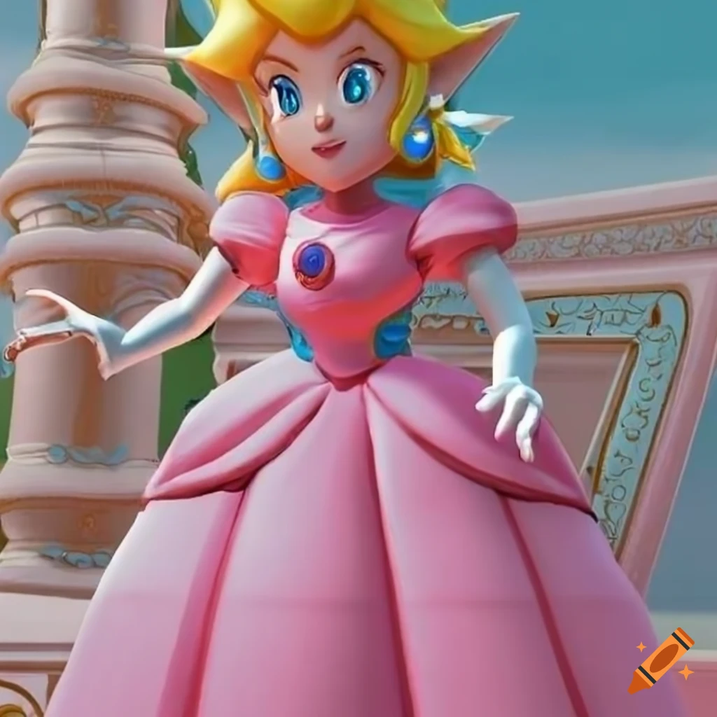 Princess Peach And Link In Pink Silk Ballgowns