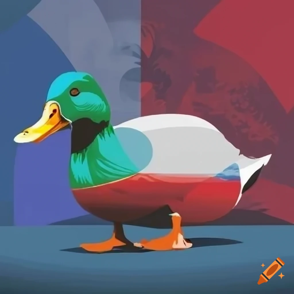 Duck with Russian flag in the background on Craiyon