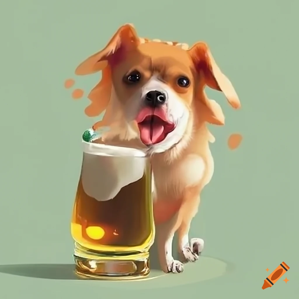 Cute chihuahua dog drinking beer