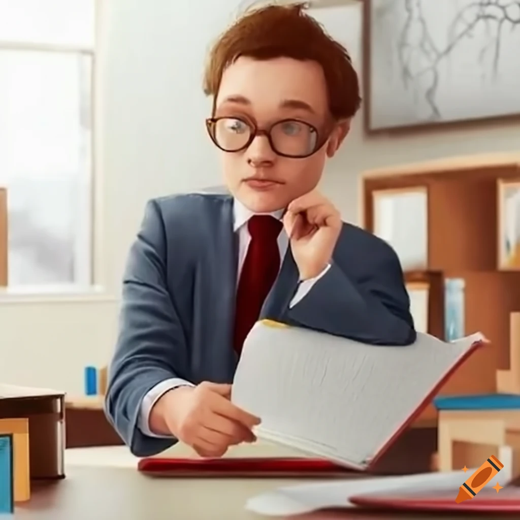 Professor thinking with his students on Craiyon