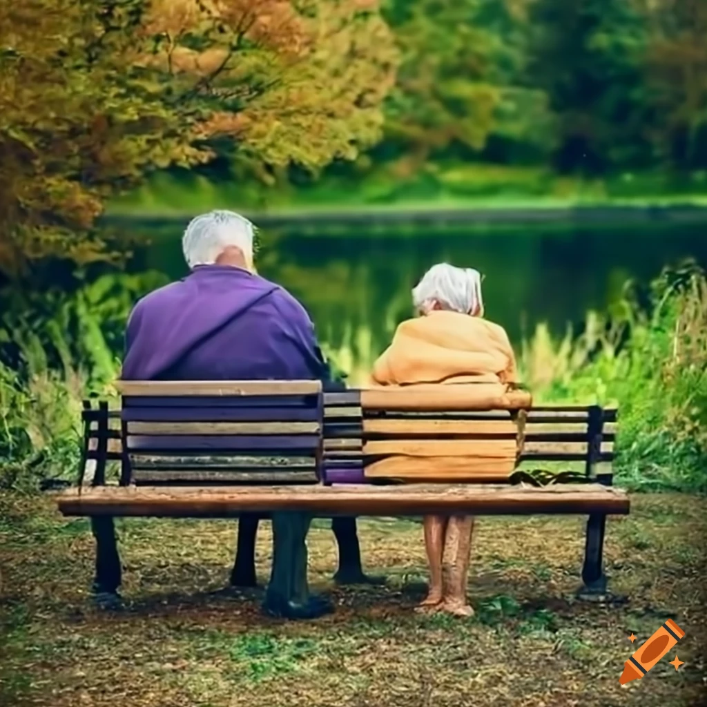 Elderly couple enjoying the view by the river on Craiyon