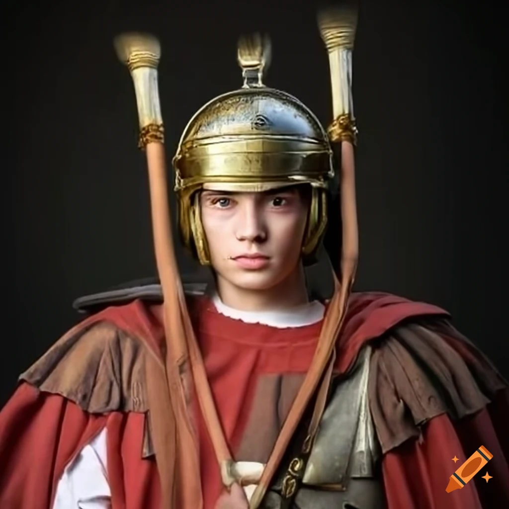 Portrait of a handsome young roman soldier